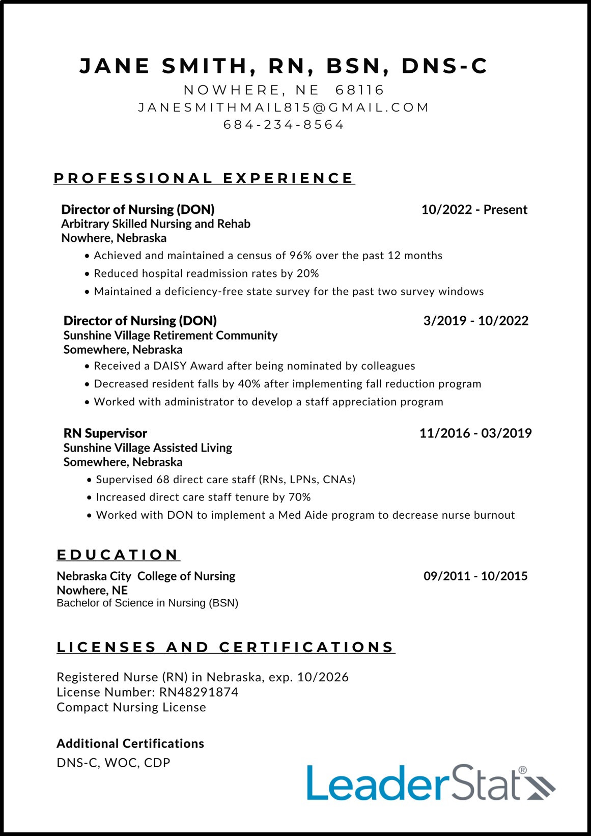 Director of Nursing (DON) Resume Tips and Examples
